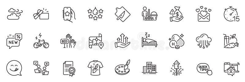 Icons Pack As Favorite App, Timer and Cleaning Line Icons. for Web App ...