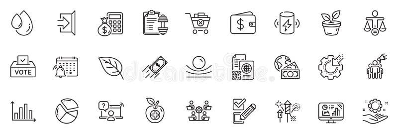 Icons Pack As Vote Box, Pie Chart and Elastic Material Line Icons. for ...
