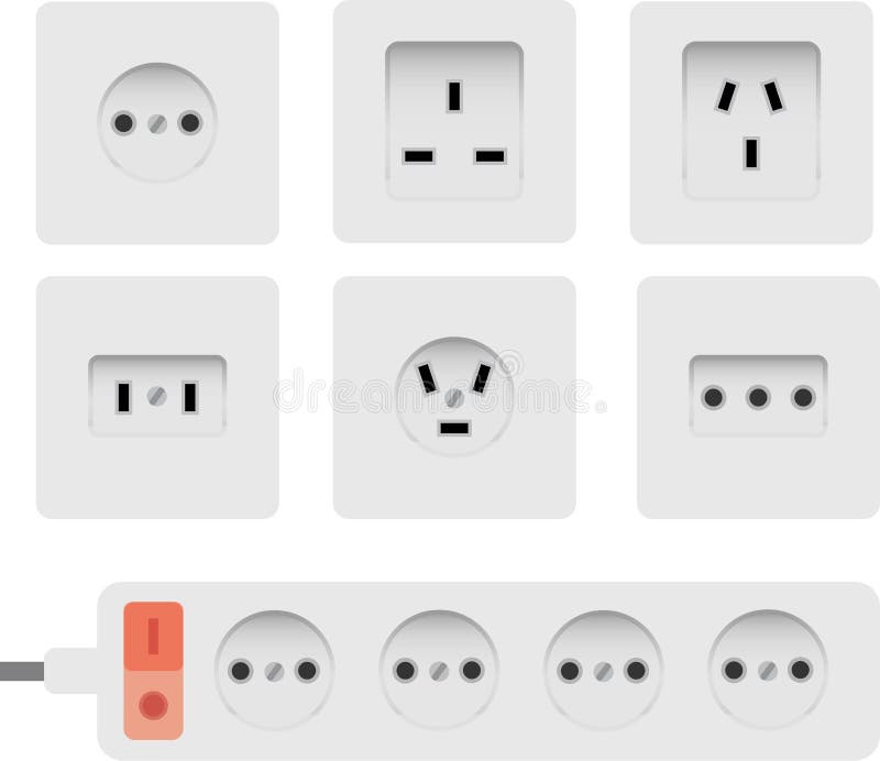 Icons Pack Power Sockets and EU Socket Extender Stock Illustration ...