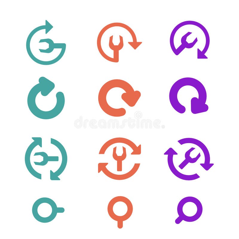 Icons Pack and Restart, Refresh. Flat Style. Stock Vector ...