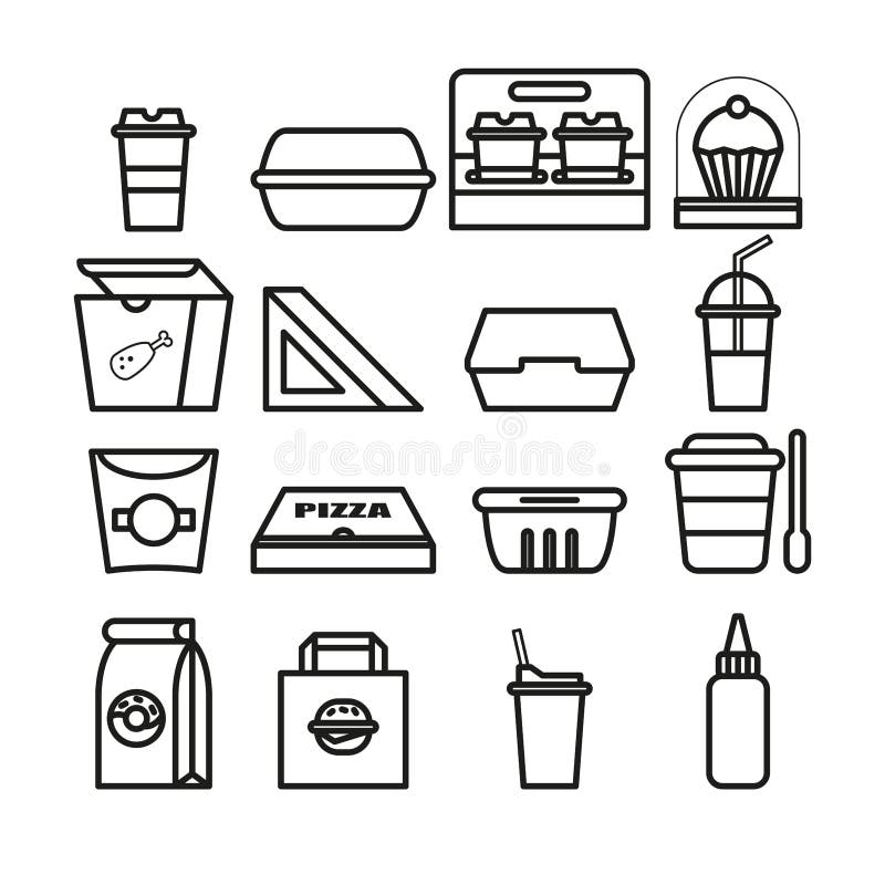 Fast Food Packaging Icons Stock Illustrations – 1,037 Fast Food ...