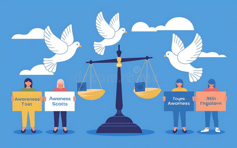 Icons of Peace Doves, Justice Scales, and Human Figures for Awareness ...