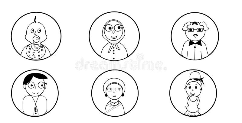 Icons of People of Different Age Groups Stock Vector - Illustration of ...