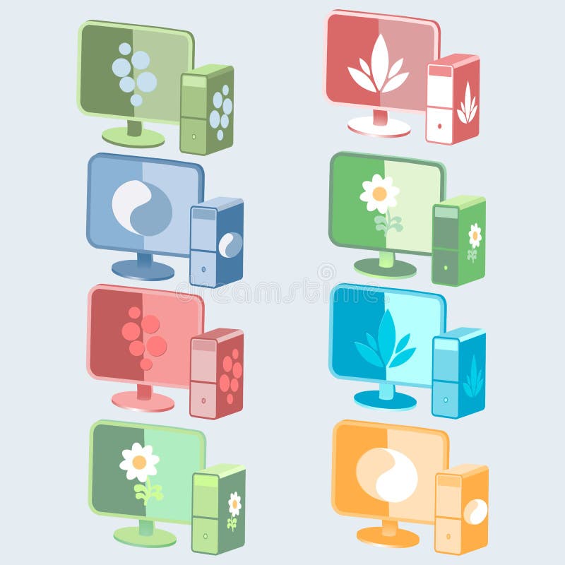 Icons of Personal Computers Stock Vector - Illustration of unit, white ...