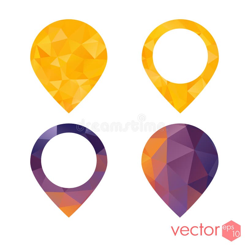 Icons Place Point Navigation Polygon Style Colored Set Stock Vector ...