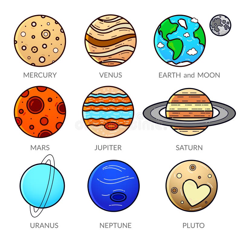 Icons Planet of Solar System, Vector Illustration Stock Vector ...