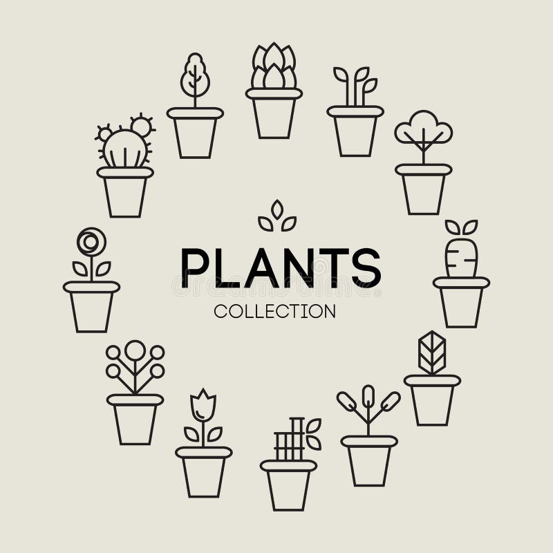 Icons of pot plants garden stock vector. Illustration of computer ...