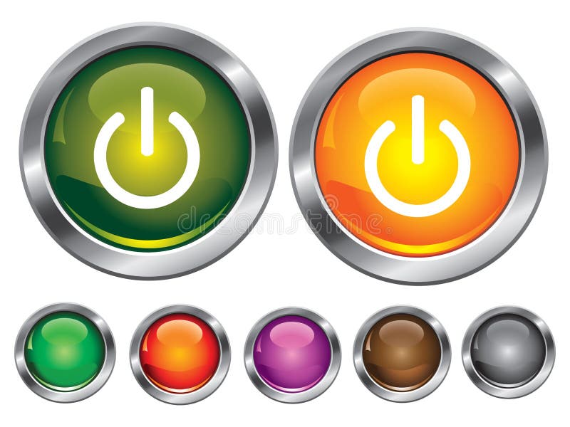 Icons with power off sign stock illustration. Illustration of pink ...