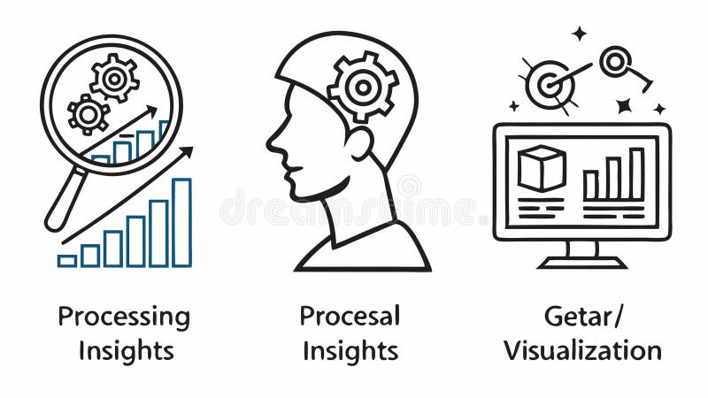 Icons for Processing Insights and Data Visualization Concepts, Vector ...