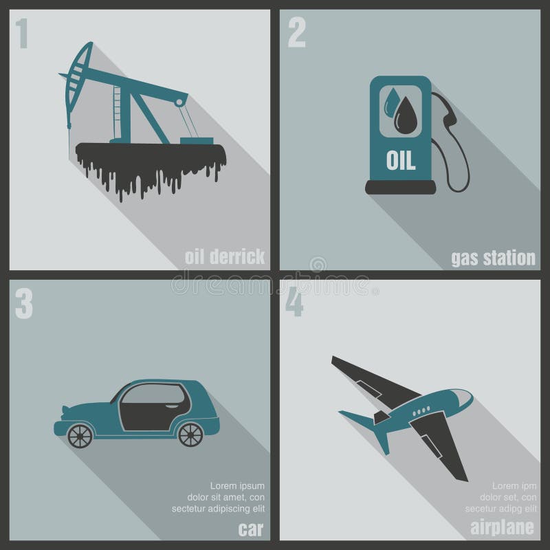 Icons Production and Use of Oil Stock Vector - Illustration of ...