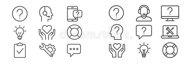 Icons Representing Customer Support, Inquiries, and Solutions for ...