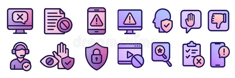 Icons Representing Digital Security and Online Safety Measures for ...