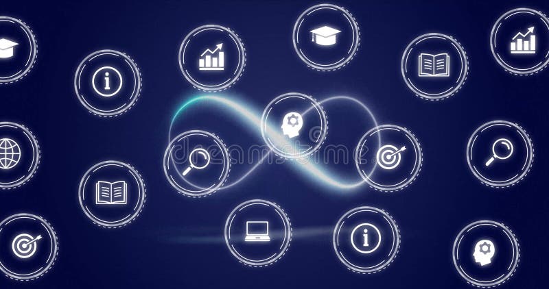 Icons Representing Education and Research Concepts Connected by Flowing Lines Image Stock ...