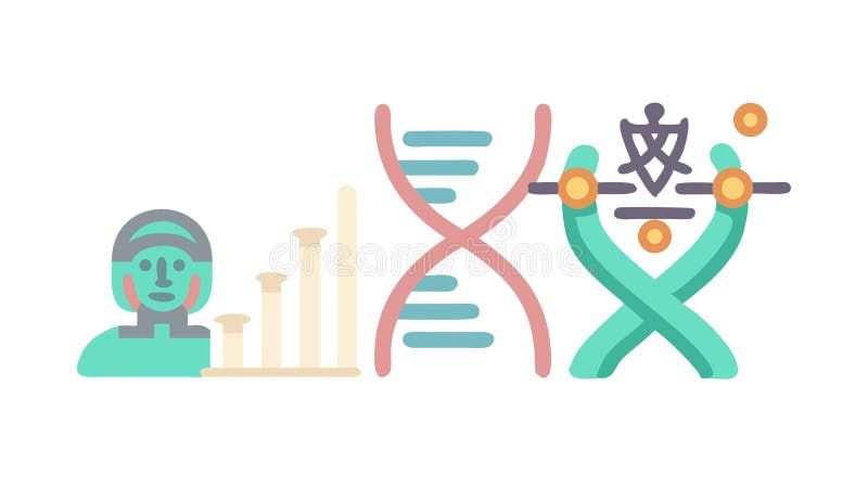 Icons Representing Genetics, DNA, and Human Evolution. Vector Design ...