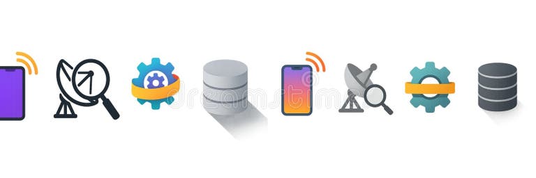 Icons Representing Technology and Data Management Tools Displayed in a ...