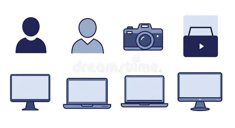 Icons Representing Technology and Media are Shown, with Simplistic ...
