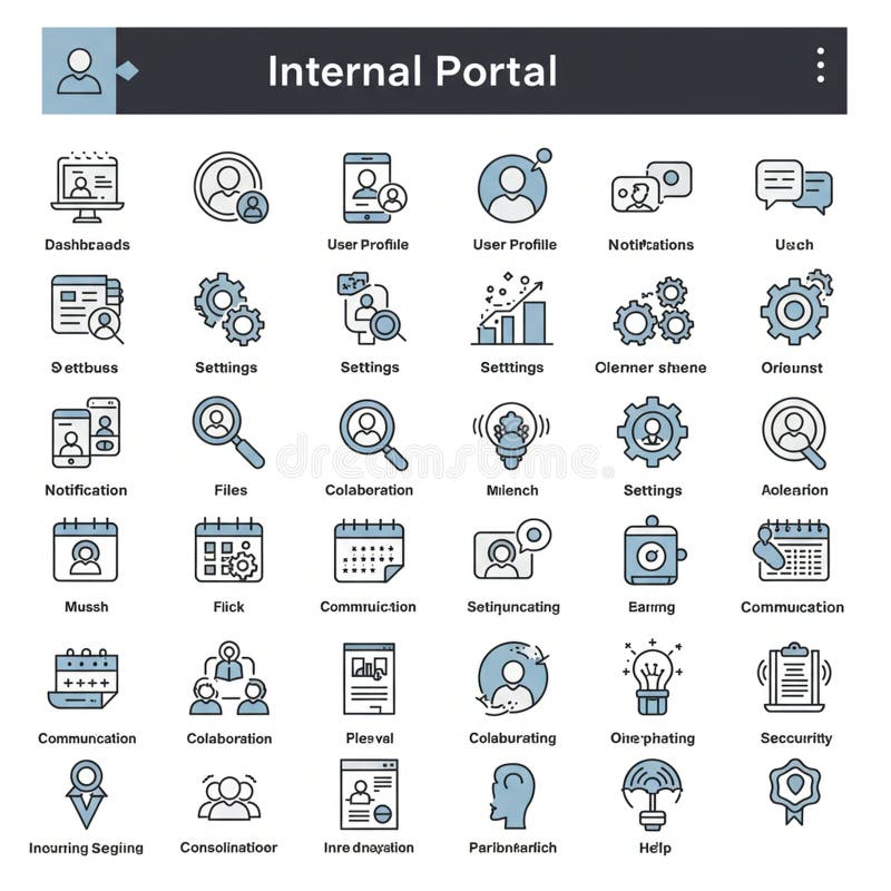 Icons Representing Various Features of an Internal Portal are Displayed ...