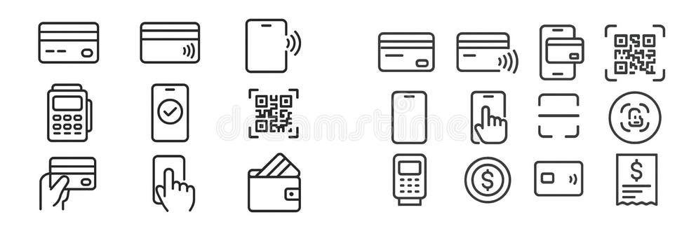 Icons Representing Various Payment Methods and Technologies in a Modern ...