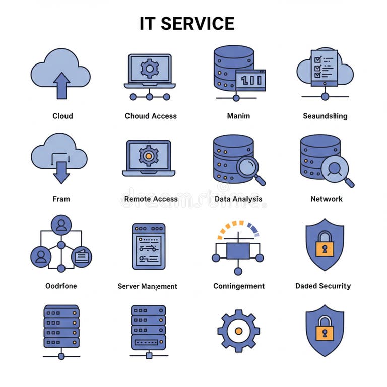 Icons Representing Various it Services with Labels, Including Cloud ...