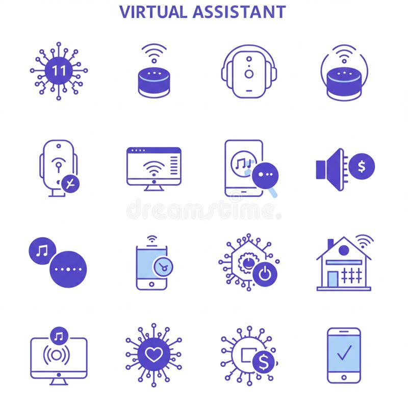 Icons Representing Virtual Assistant Functionalities are Displayed in a ...