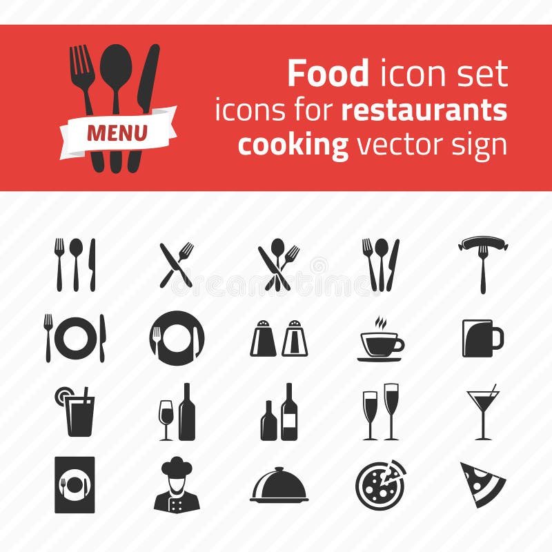 Icons for restaurants stock vector. Illustration of menu - 74247455
