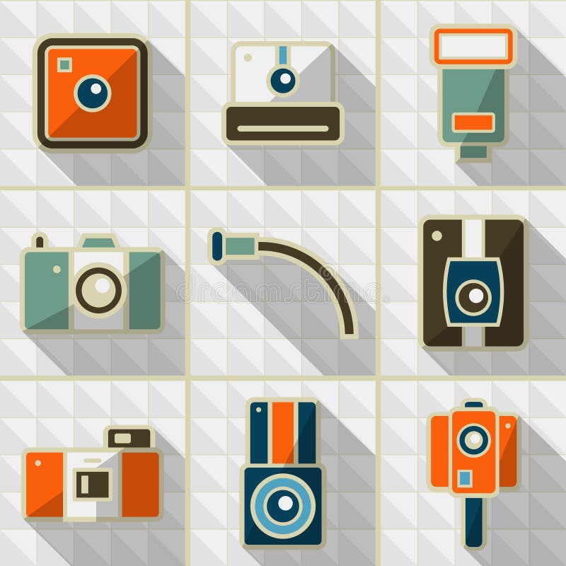 Icons retro camera stock vector. Illustration of flat - 39894158