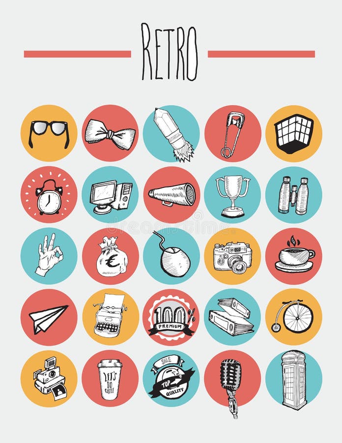 25 Icons Retro elements stock vector. Illustration of vector - 40598881