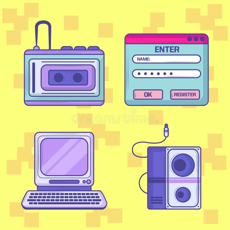 Icons retro tech stock vector. Illustration of design - 242972291