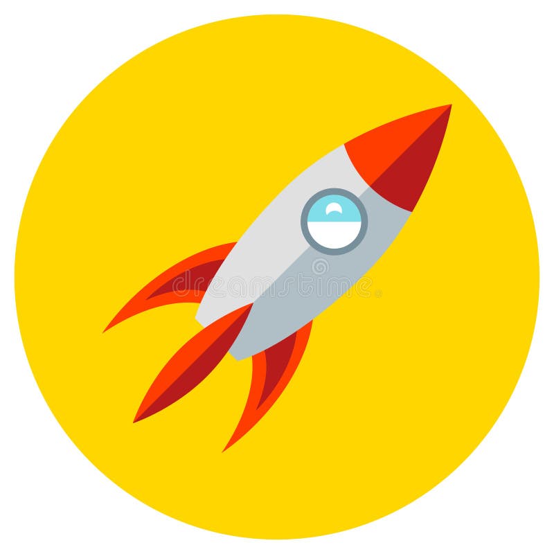 Icons Rocket of Toys in the Flat Style. Vector Image on a Round Colored ...