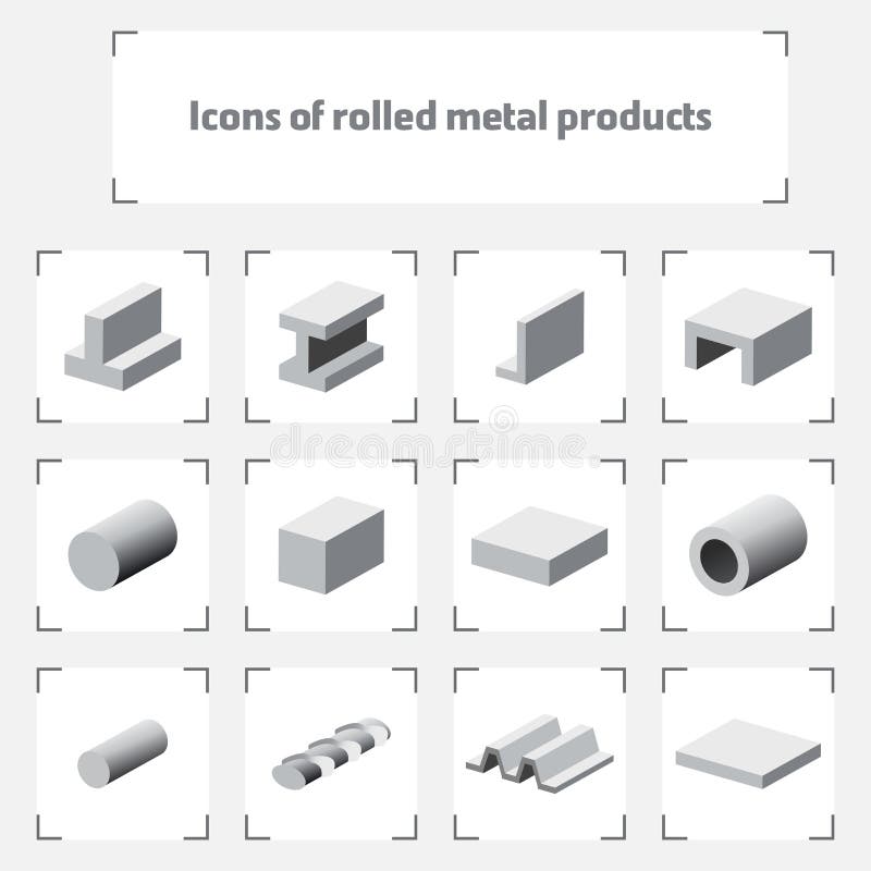 Icons of Rolled Metal Products Stock Vector - Illustration of rebar ...