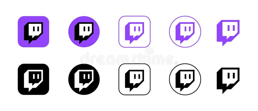 Twitch Logo Set, Twitch Icons Set Isolated on White Background, Twitch ...