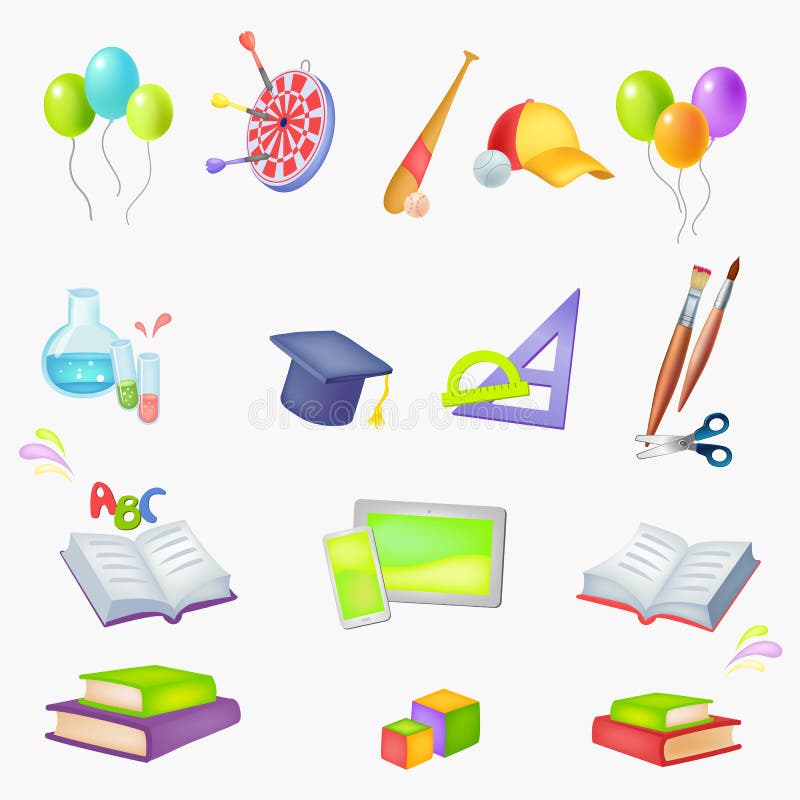 Icons School theme stock vector. Illustration of stationery - 75573003