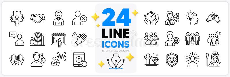 Icons Set of Agent, Third Party and Support Line Icons. for Web App ...