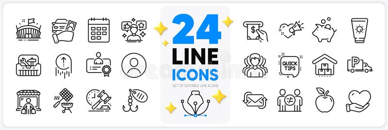 Icons Set of Apple, Quick Tips and Swipe Up Line Icons. for Web App ...