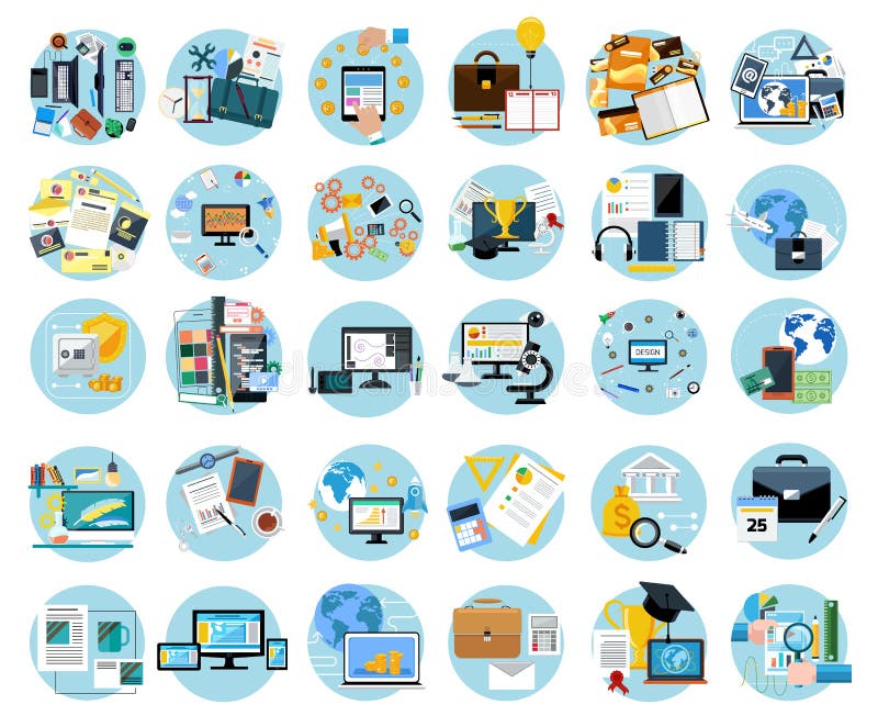 Icons Set Banners for Business Stock Vector - Illustration of monitor ...