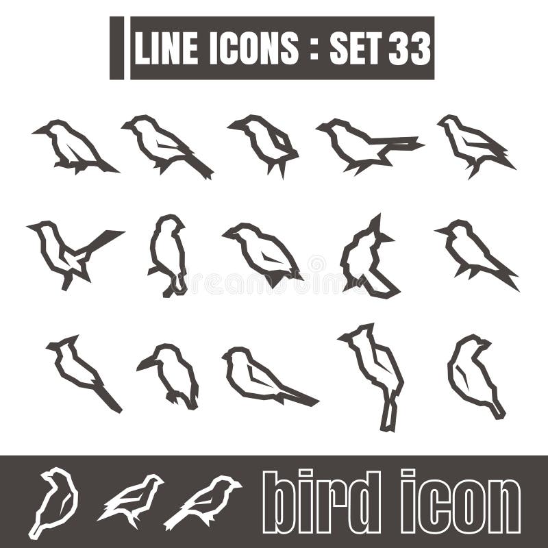 Icons Set Bird Line Black Modern Style Design Elements Geometry Stock ...