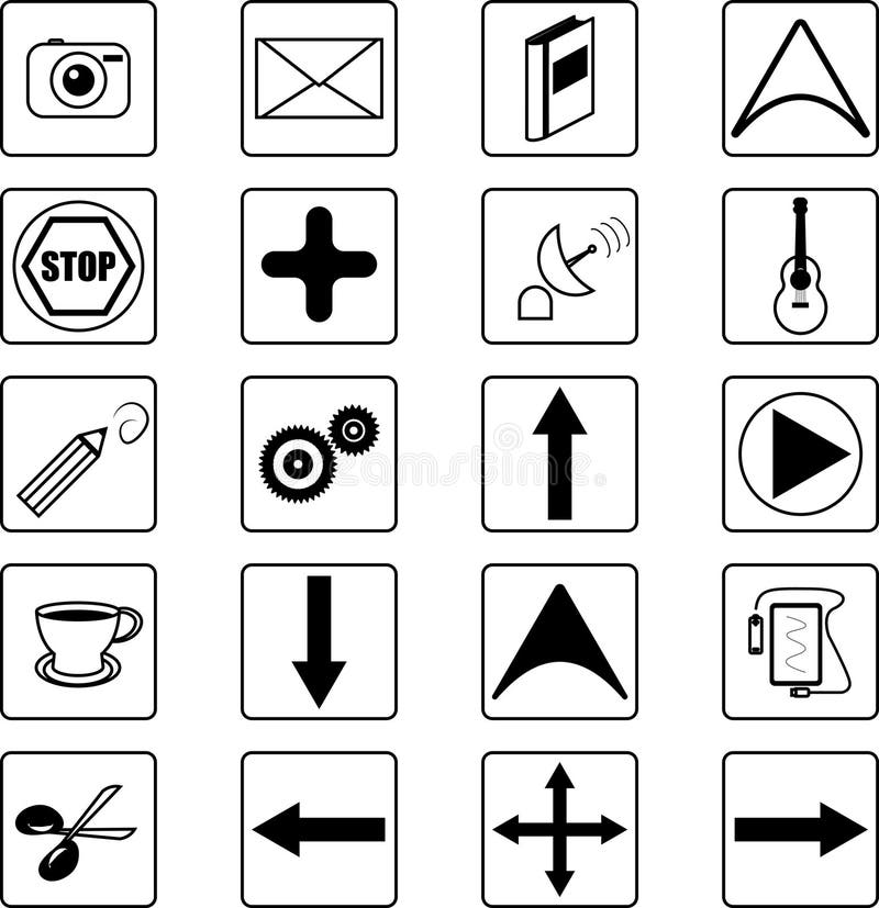 Icons set black and white stock vector. Illustration of like - 338906033
