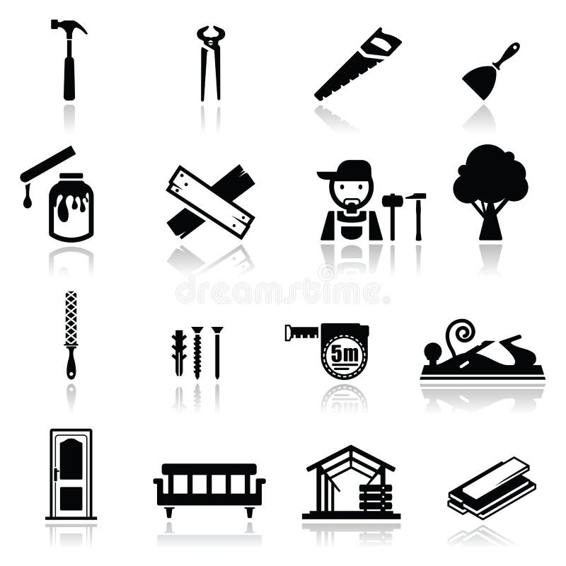 Icons set carpentry stock illustration. Illustration of generated ...