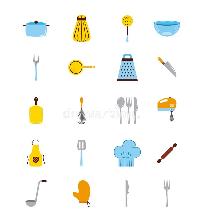 Icons set cooking lessons stock vector. Illustration of chef - 94498344