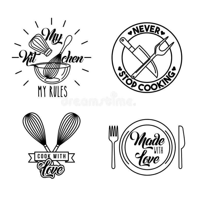 Icons set cooking lessons stock vector. Illustration of design - 94498320