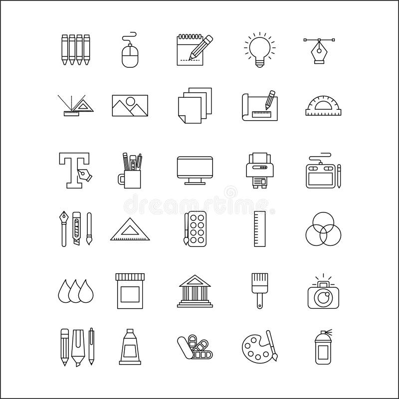 Icons set Creativity draw stock vector. Illustration of symbol - 94498007