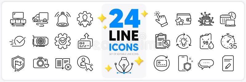 Icons Set of Delivery Route, Reject Book and Professional Line Icons ...