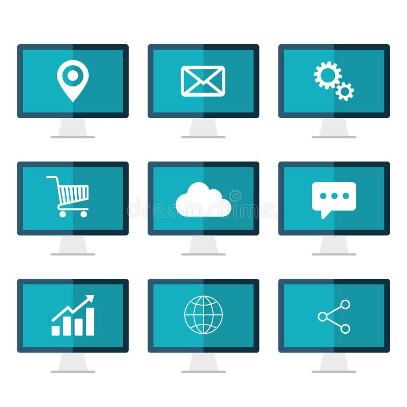 Flat Vector Illustration of Responsive Web Design As Seen on Desktop ...