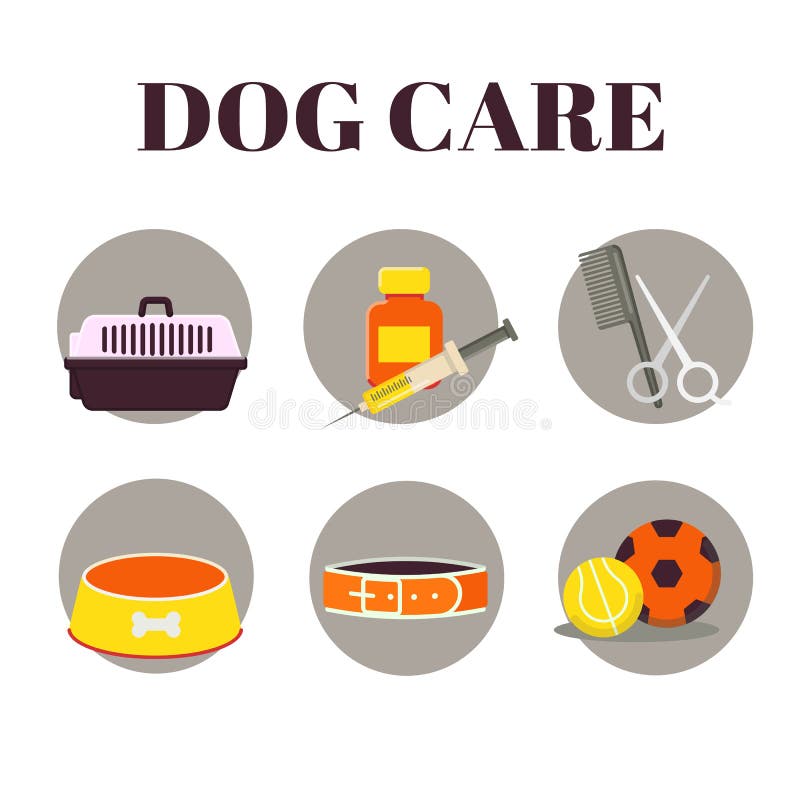 Icons Set : Dog Care Object Stock Vector - Illustration of care, nail ...
