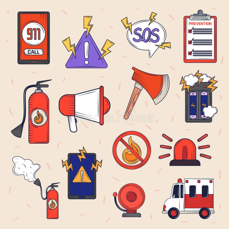 Icons set emergency stock vector. Illustration of ambulance - 253769586