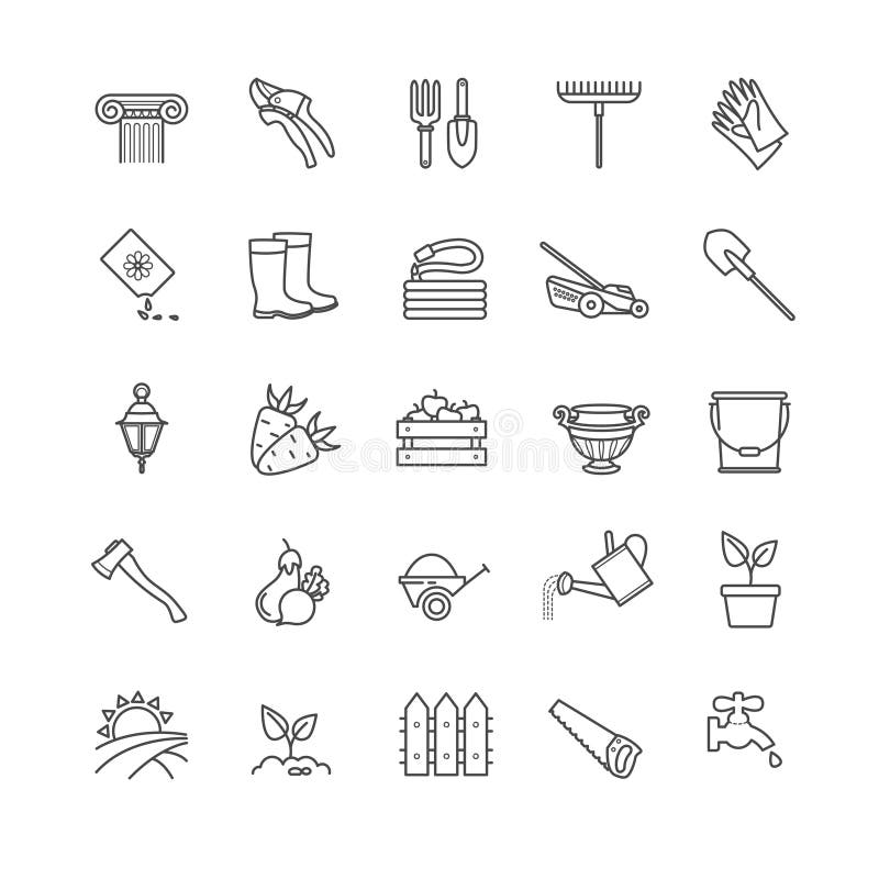 Icons Set - Gardening, Tools, Flowers,vegetables Stock Vector ...