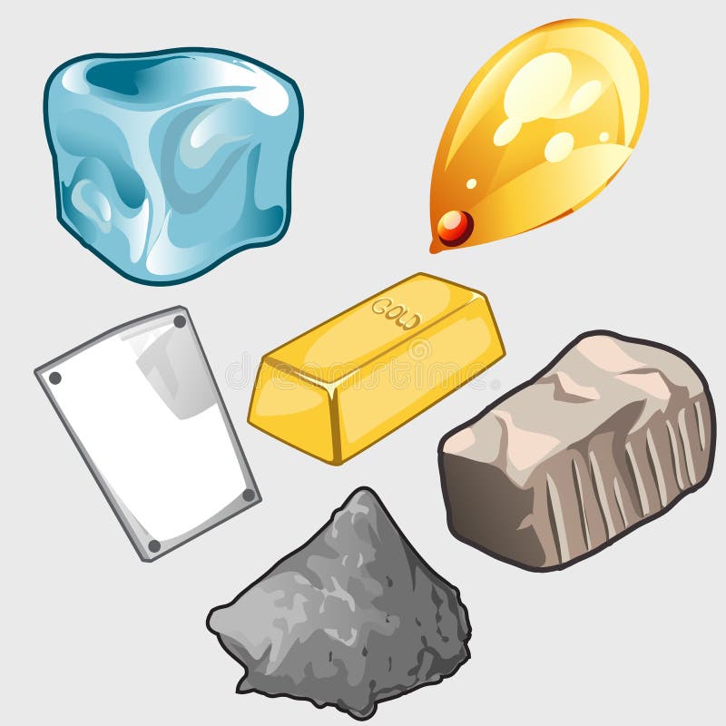 Icons Set of Gold, Ore and Other Materials Stock Illustration ...
