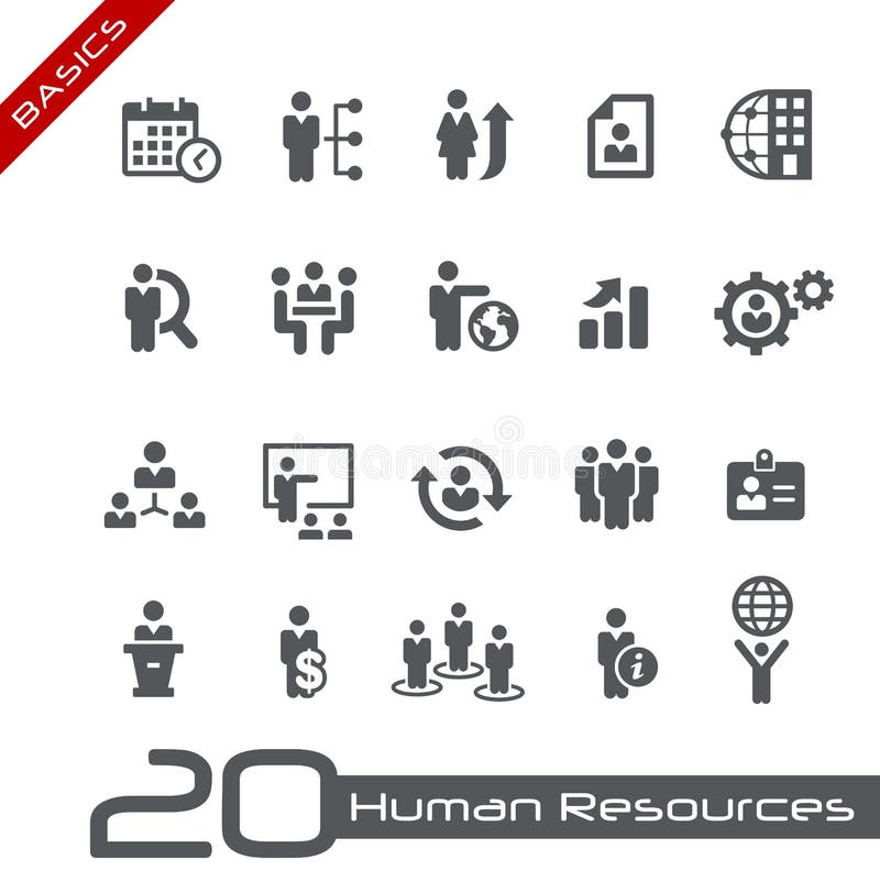 Icons Set of Human Resources and Business Management -- Basics Stock Vector - Illustration of ...
