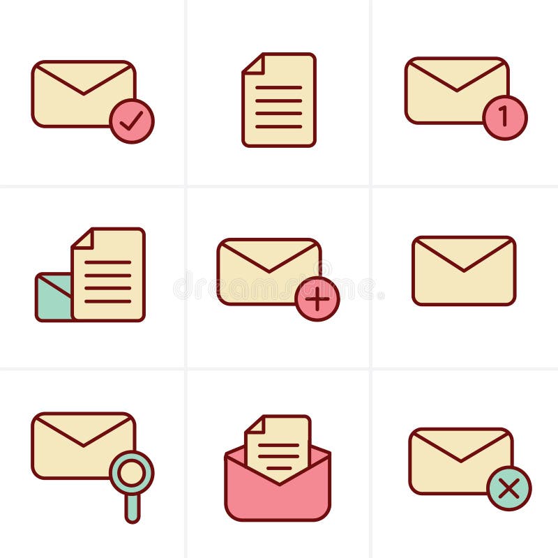 Icons Set of Icons for Messages. Stock Vector - Illustration of receive ...
