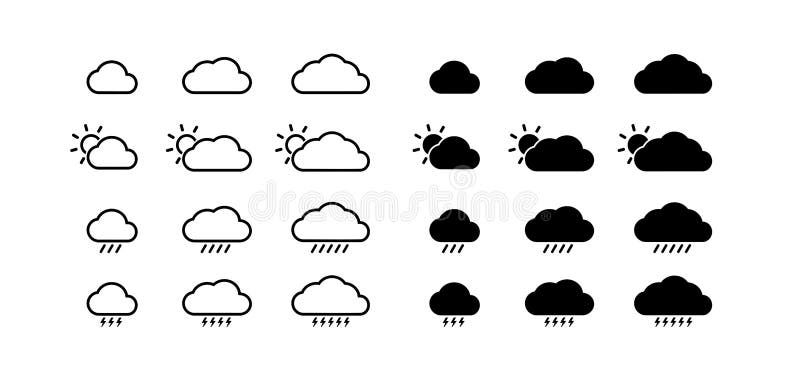 Weather Set of Icons in Black Colors Stock Vector - Illustration of ...